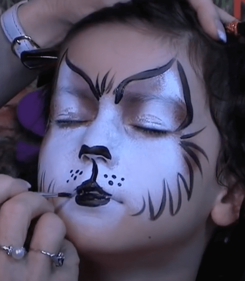 Learn how to paint a face paint a cat face with this step-by-step guid